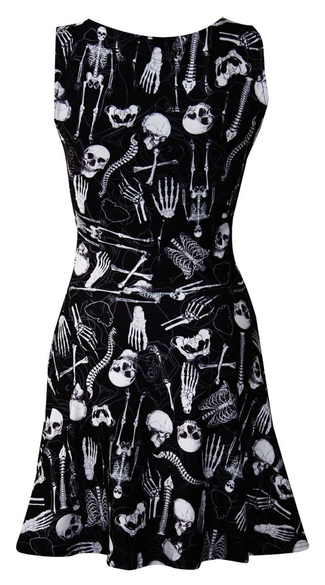 Gothic Skeletons Skulls Anatomy Bones Ribcage Heart Print Sleeveless ...