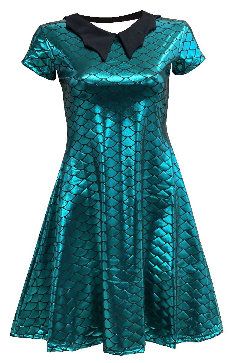 Mermaid Metallic Emerald Green Fish Scale Mirror Foil Shine Bats Collar ...
