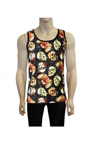 Men's Gothic Vintage Skulls Floral Steampunk Union Jack Biker Printed ...