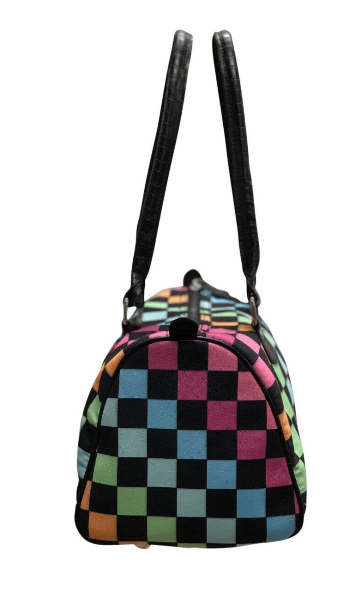 Rainbow Coloured Check Squares Mini Rockabilly Handbag Mini Bowling ...