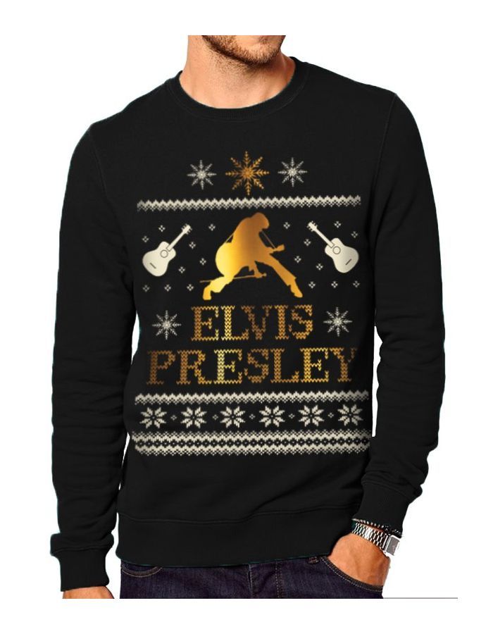 Elvis Presley Fair Isle Crewneck Sweatshirt Sweater Top
